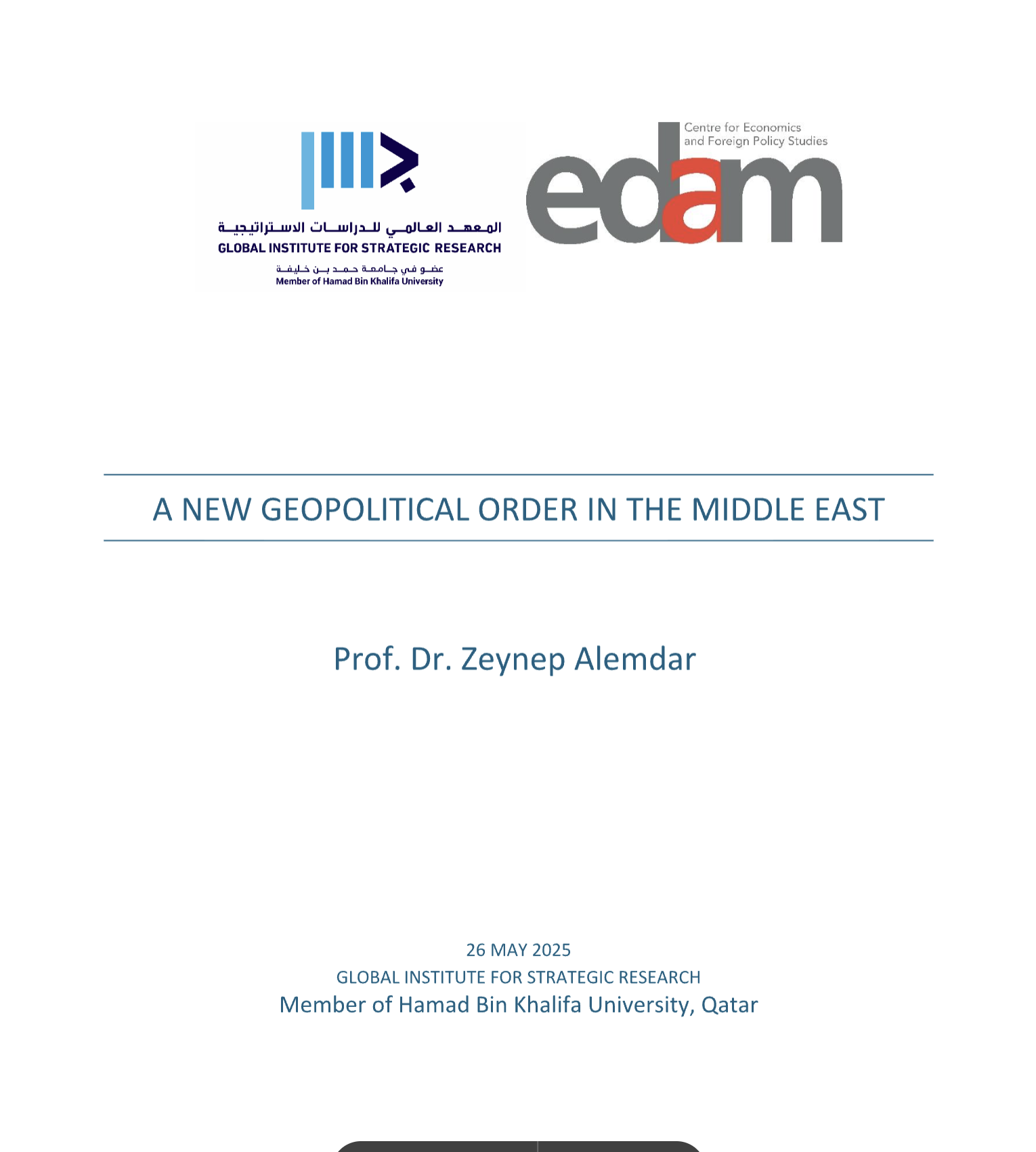 A New Geopolitical Order in the Middle East